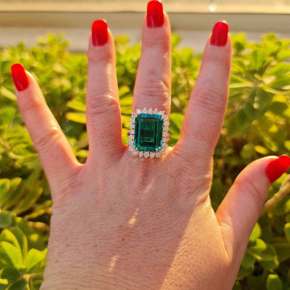 Vintage green emerald diamond statement ring for women – Lilo Diamonds
