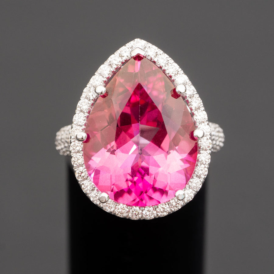18.00ct pink topaz diamond statement ring, Cocktail ring, Dinner ring ...